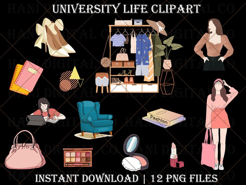 University Clipart, Uni Life Clipart, Uni Student Clipart, University ...