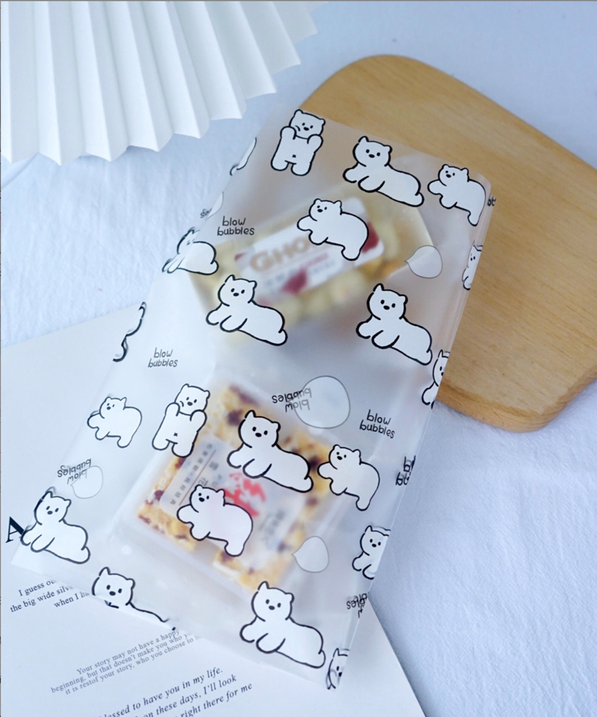 50 Pieces Bear Baby Shower Treats Bags Plastic Goodie Candy Bags With ...