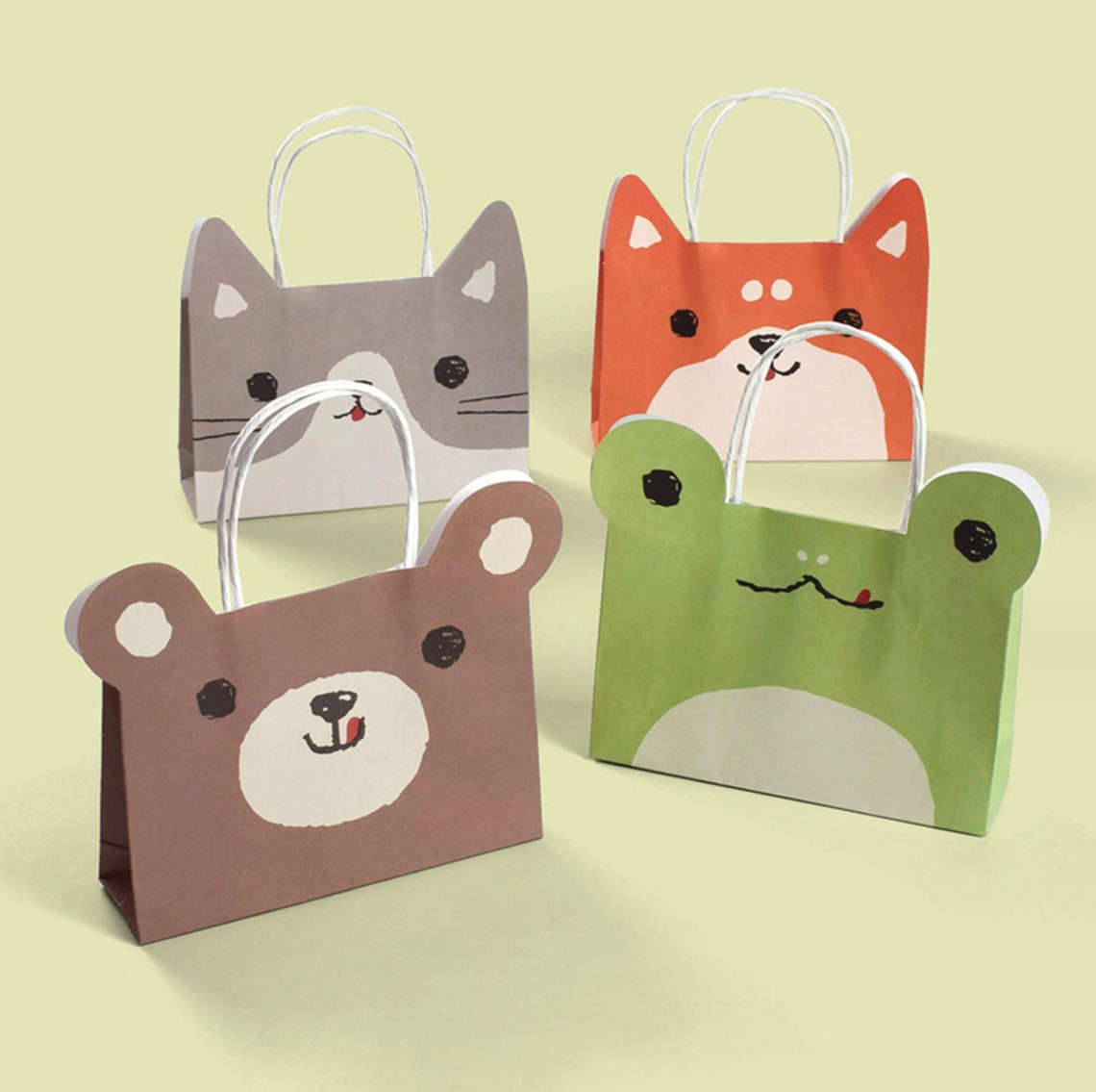 8 Pcs Animal Party Favor Cute Goodie Bags Kraft Bags With Handles ...