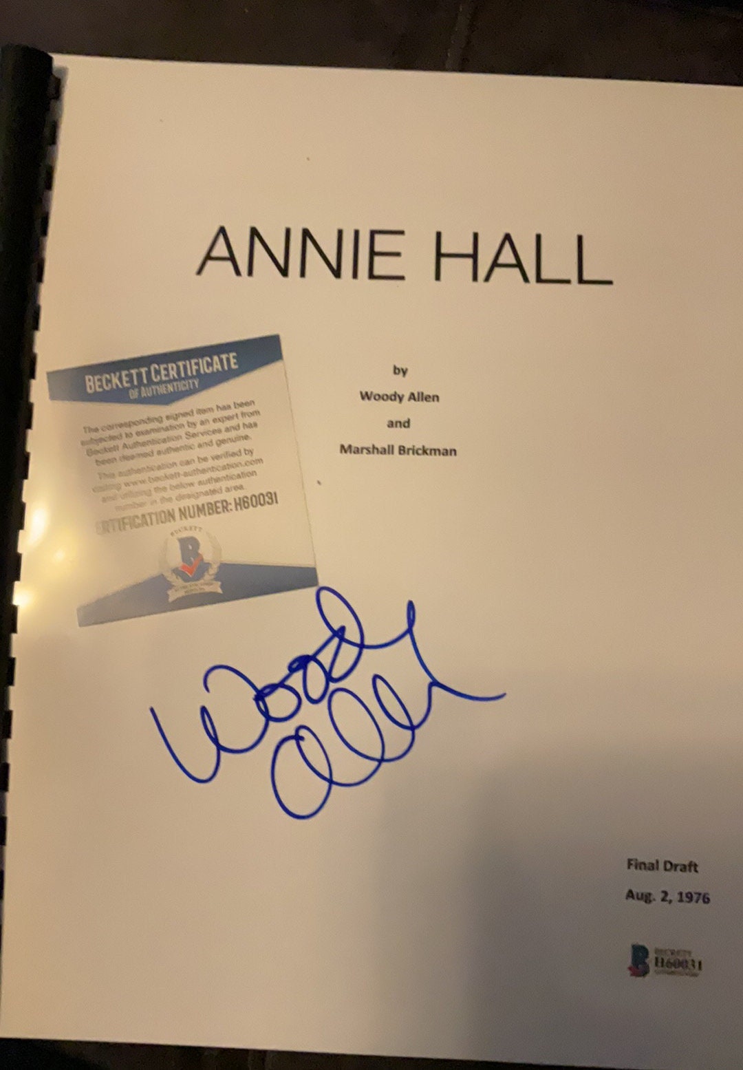 Woody Allen Signed Annie Hall Script - Etsy