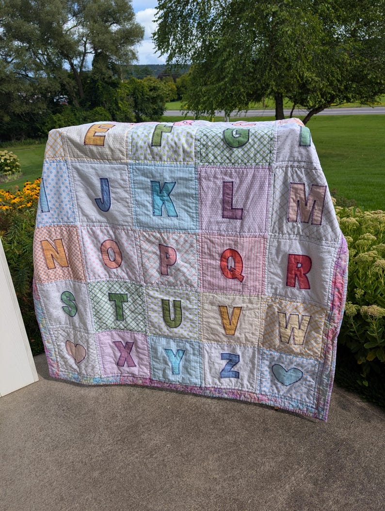 Homemade Alphabet Quilt | Pastel Color Palette Letters | Heirloom ...