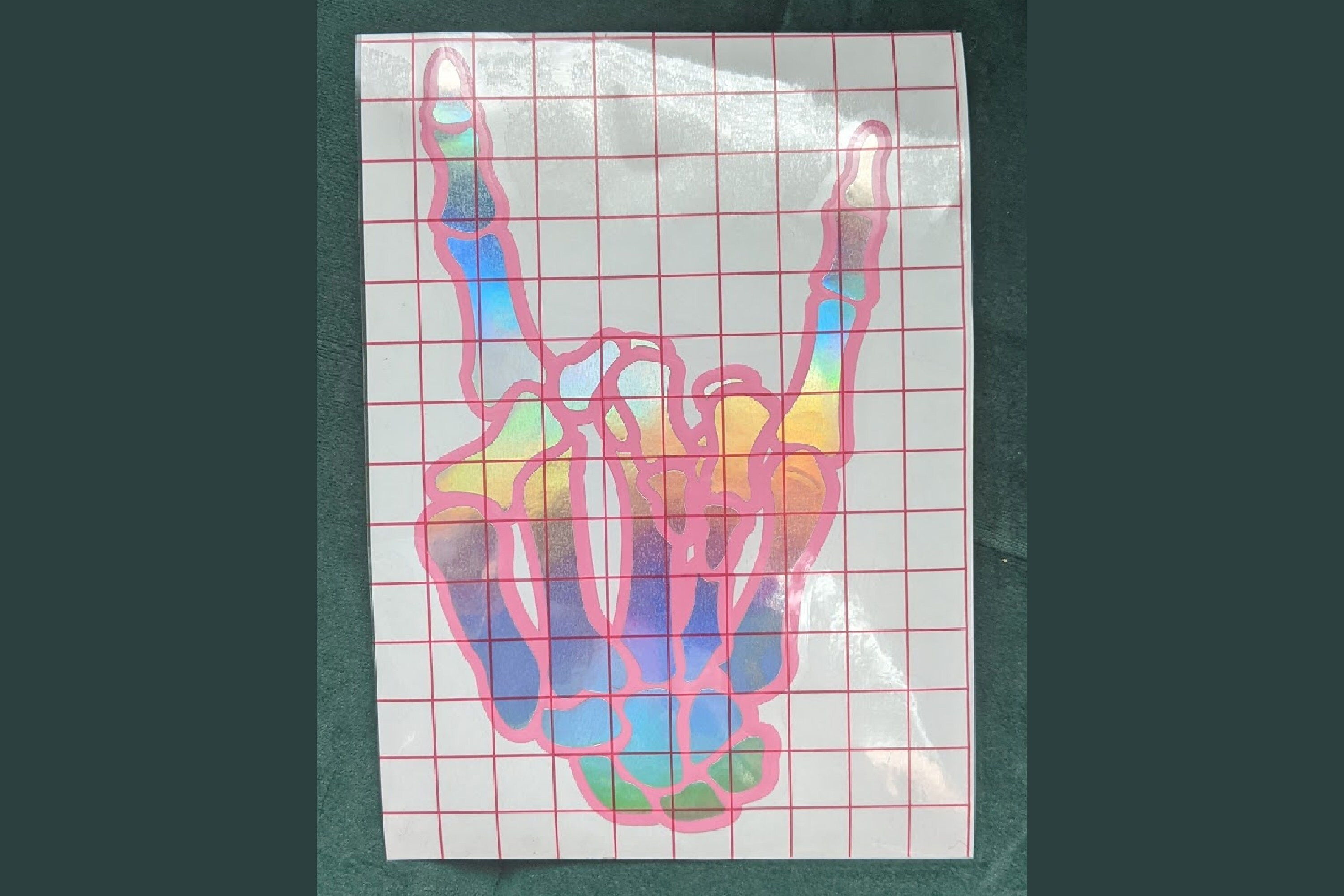 Skeleton Rock on Hand Rainbow Mirrored Vinyl Sticker Rock on Hand ...