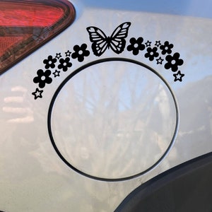 Flowers & Stars Arch Decal | Gas Tank Door Car Sticker - Etsy