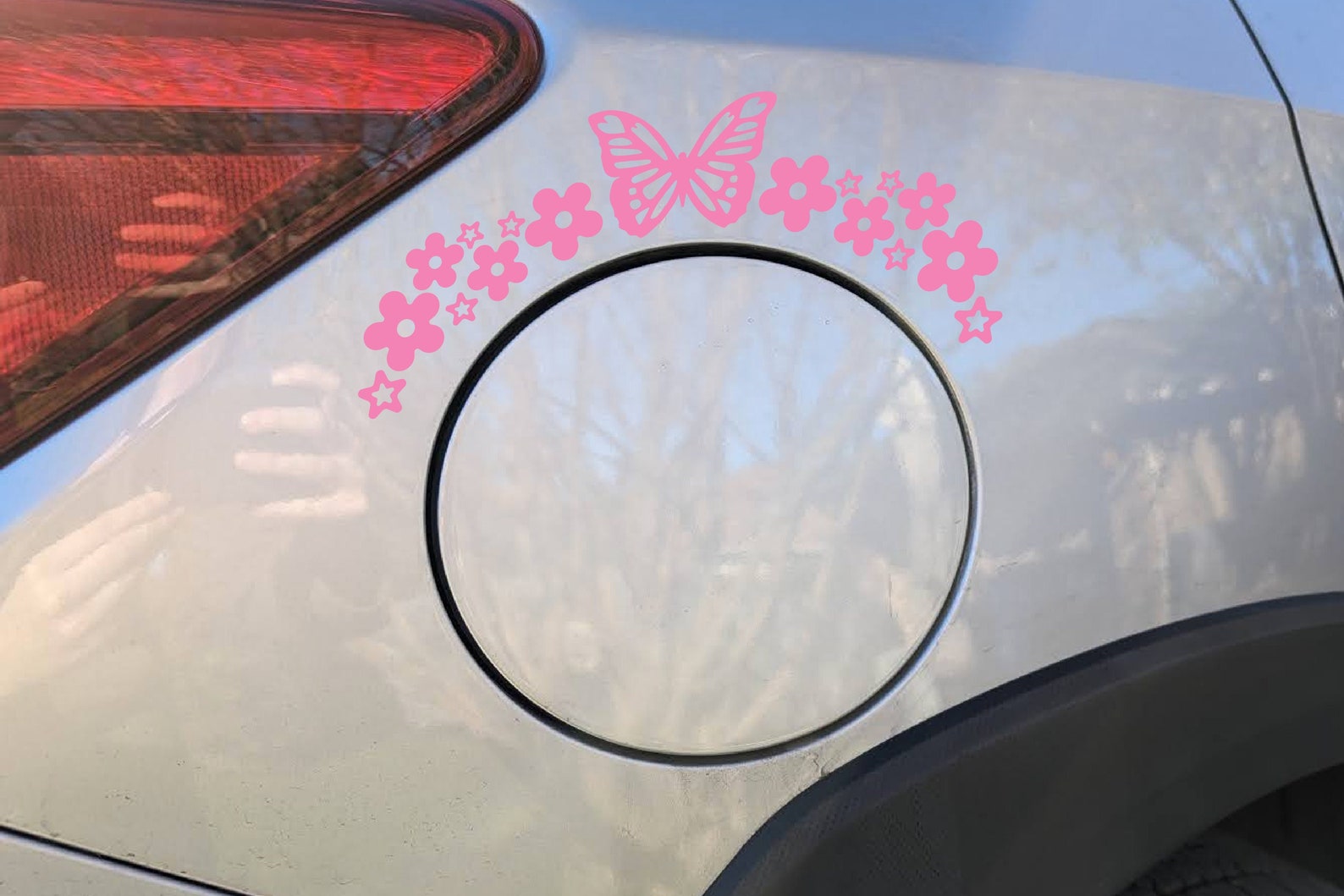 Flowers & Stars Arch Decal | Gas Tank Door Car Sticker - Etsy
