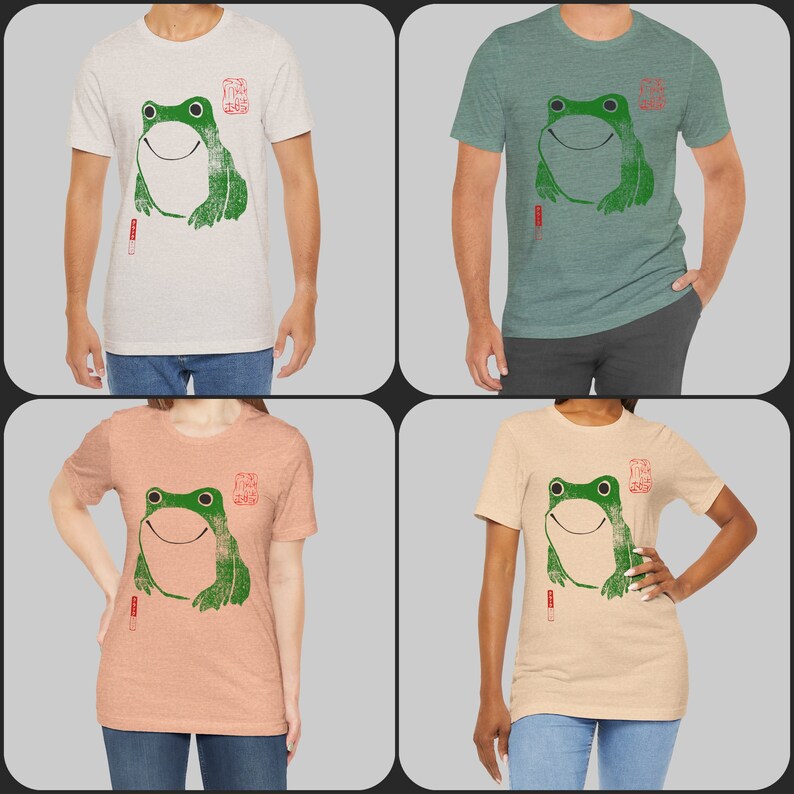 Cute Japanese Matsumoto Hoji Frog T-shirt Sad Frog to Happy Frog ...