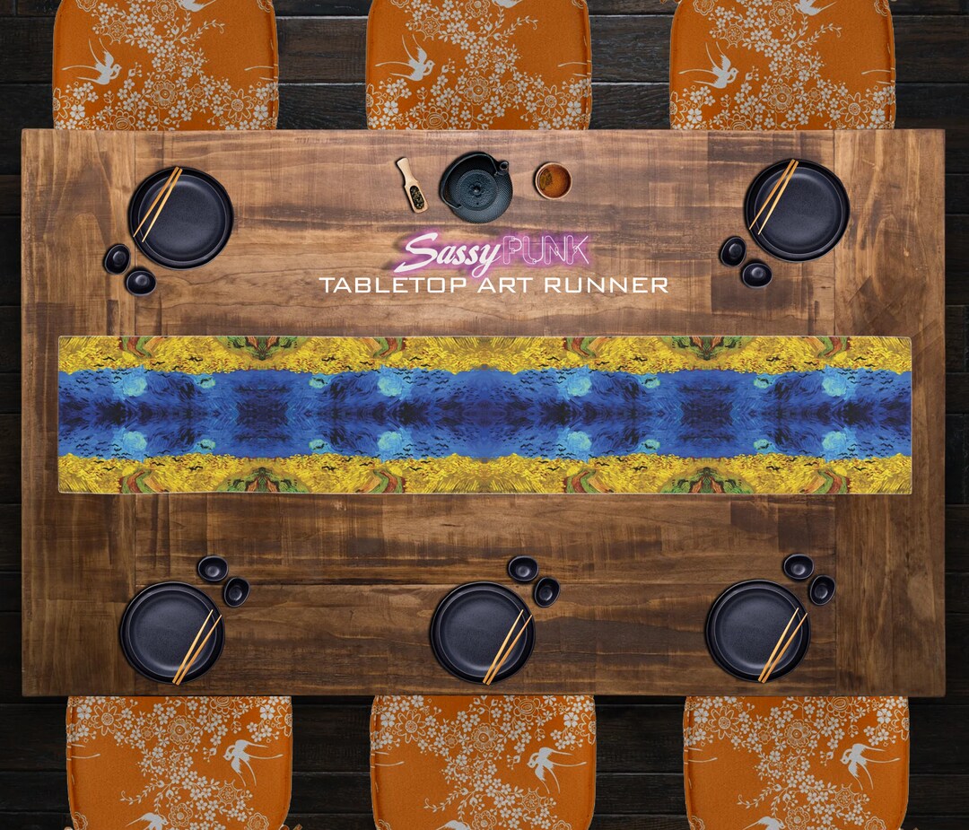 Van Gogh Wheatfield With Crows Dinner Table Runner Art / Blue Gold ...