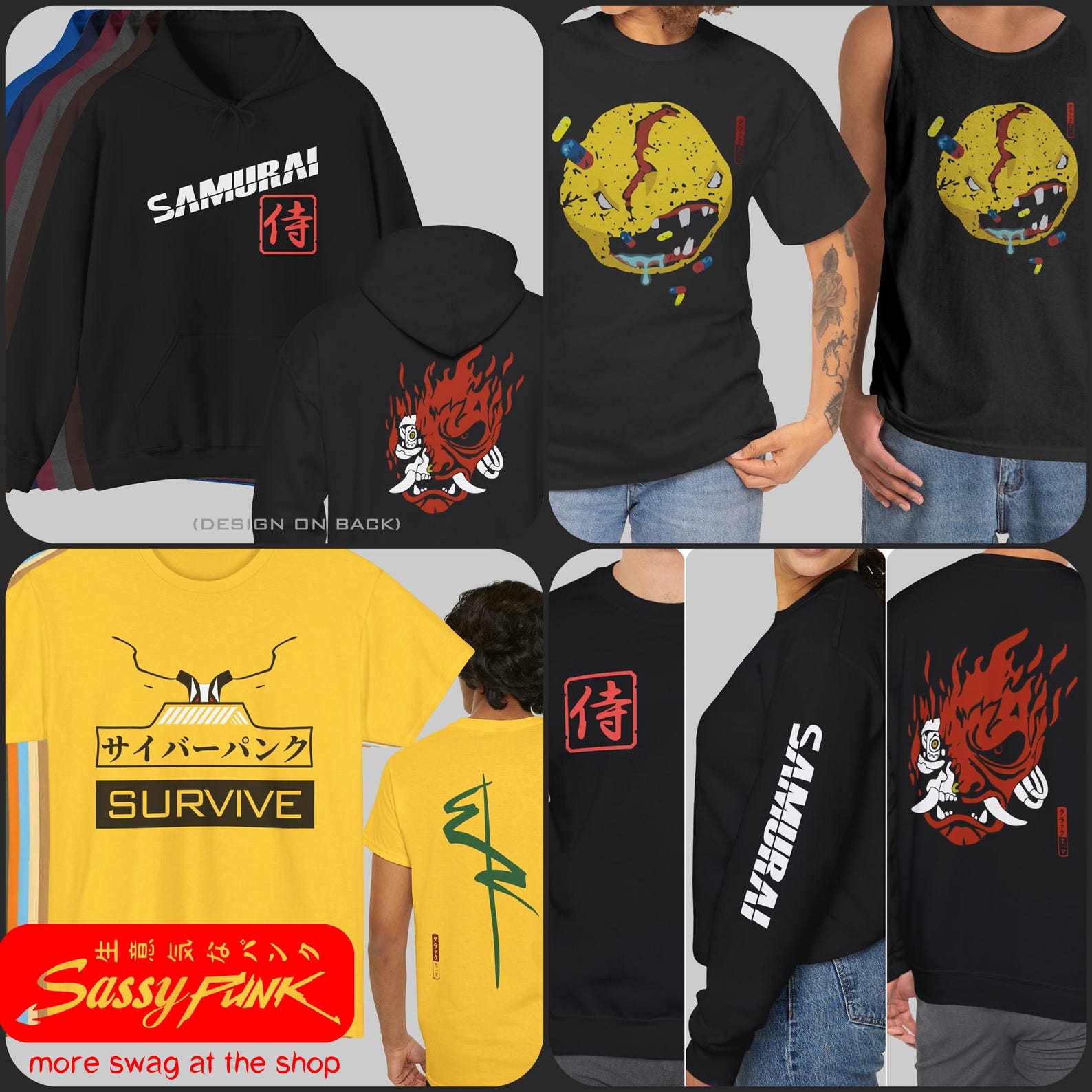 Samurai Cyberpunk 2077 T-shirt or Tank Top || Rock Band Theme Gift for ...