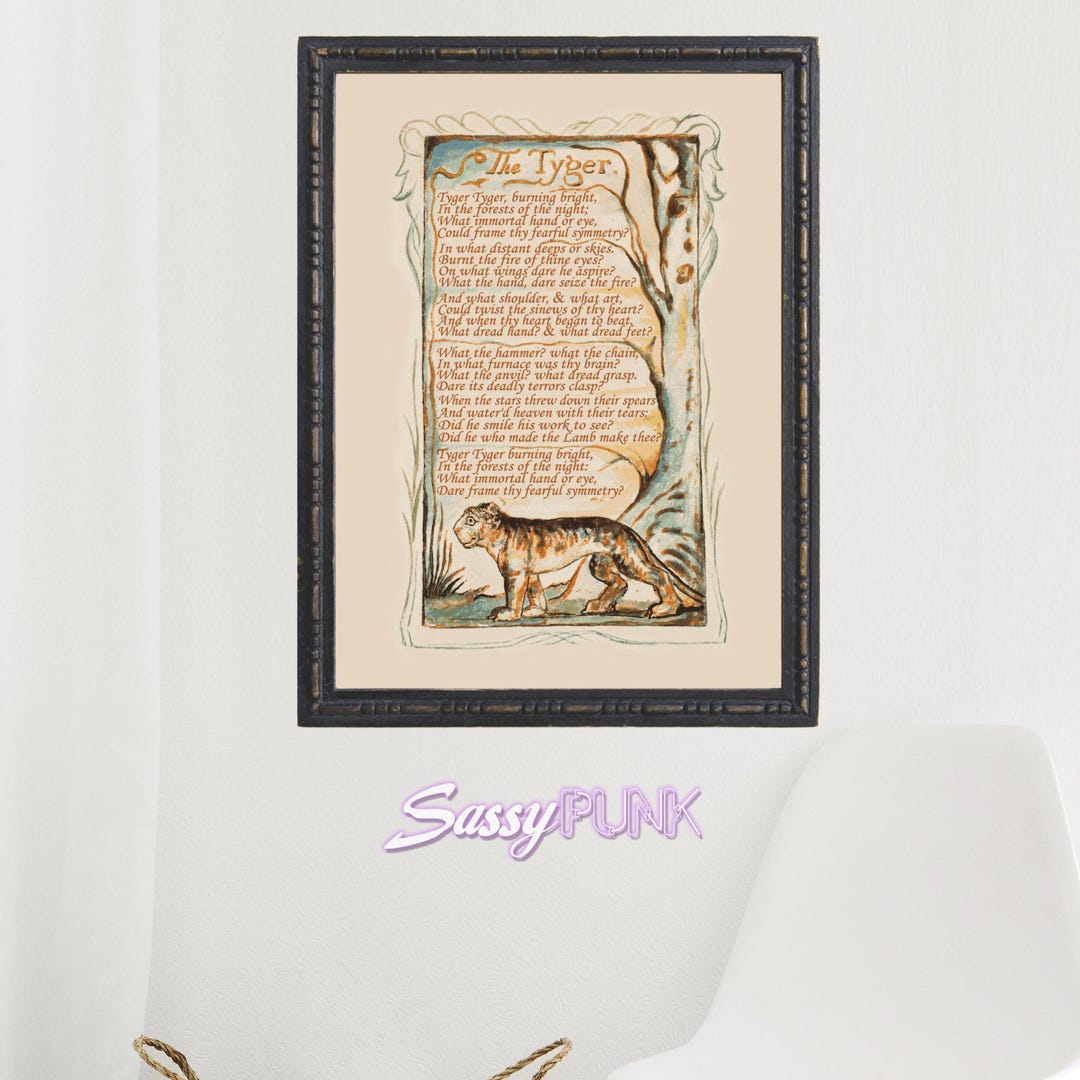 William Blake the Tyger Satin Poster / Songs of Innocence and ...