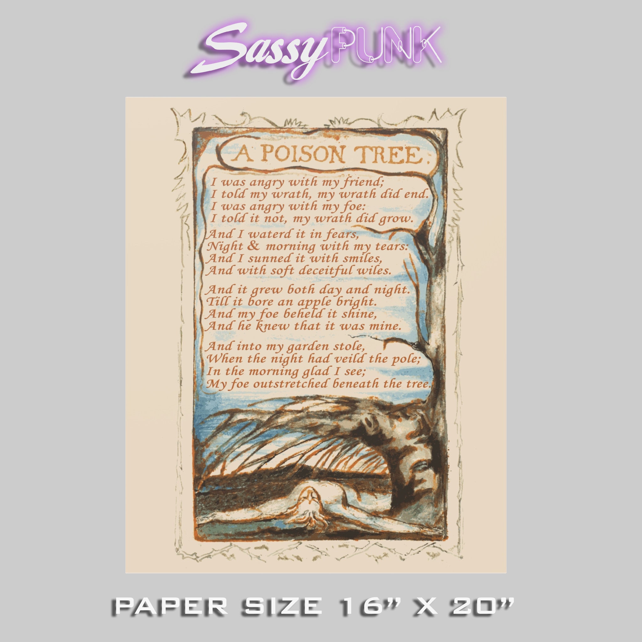 William Blake A Poison Tree Satin Poster / Songs of Innocence and ...