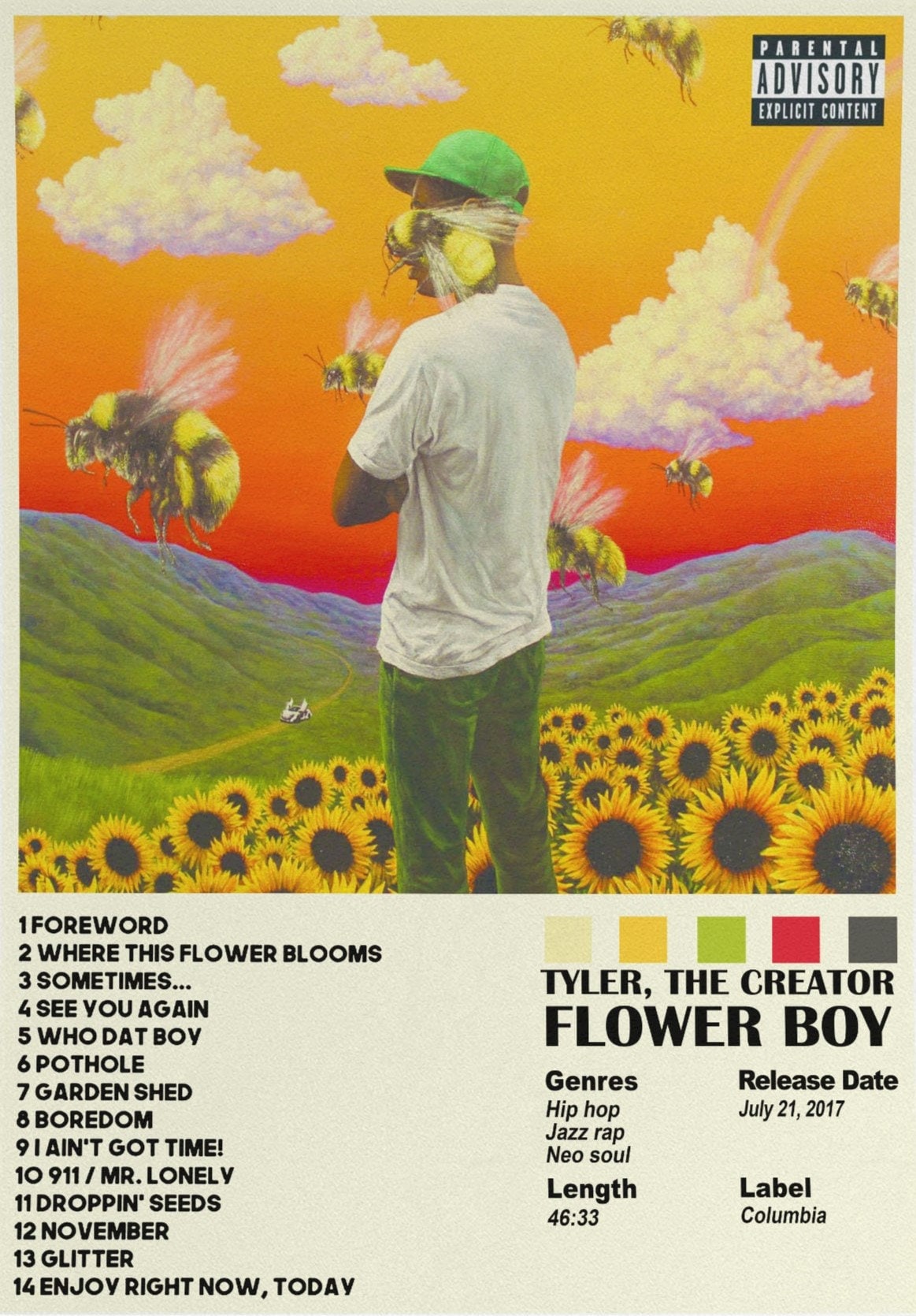 Vintage Flower Boy Poster Tyler the Creator Canvas Print Hip Hop Home ...