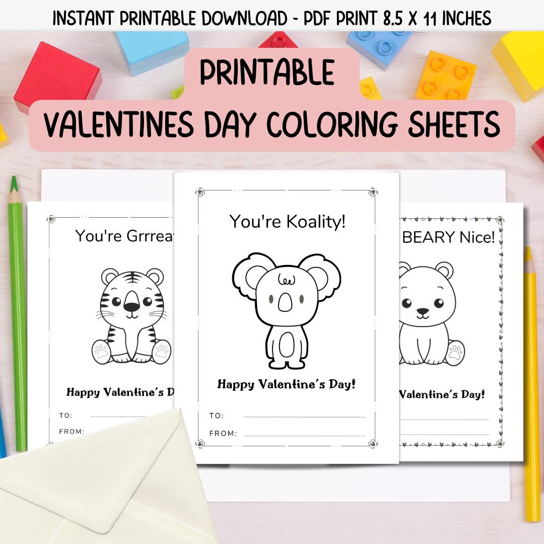 Kids Valentine’s Day Coloring Sheets Printable Valentine Day Activity ...