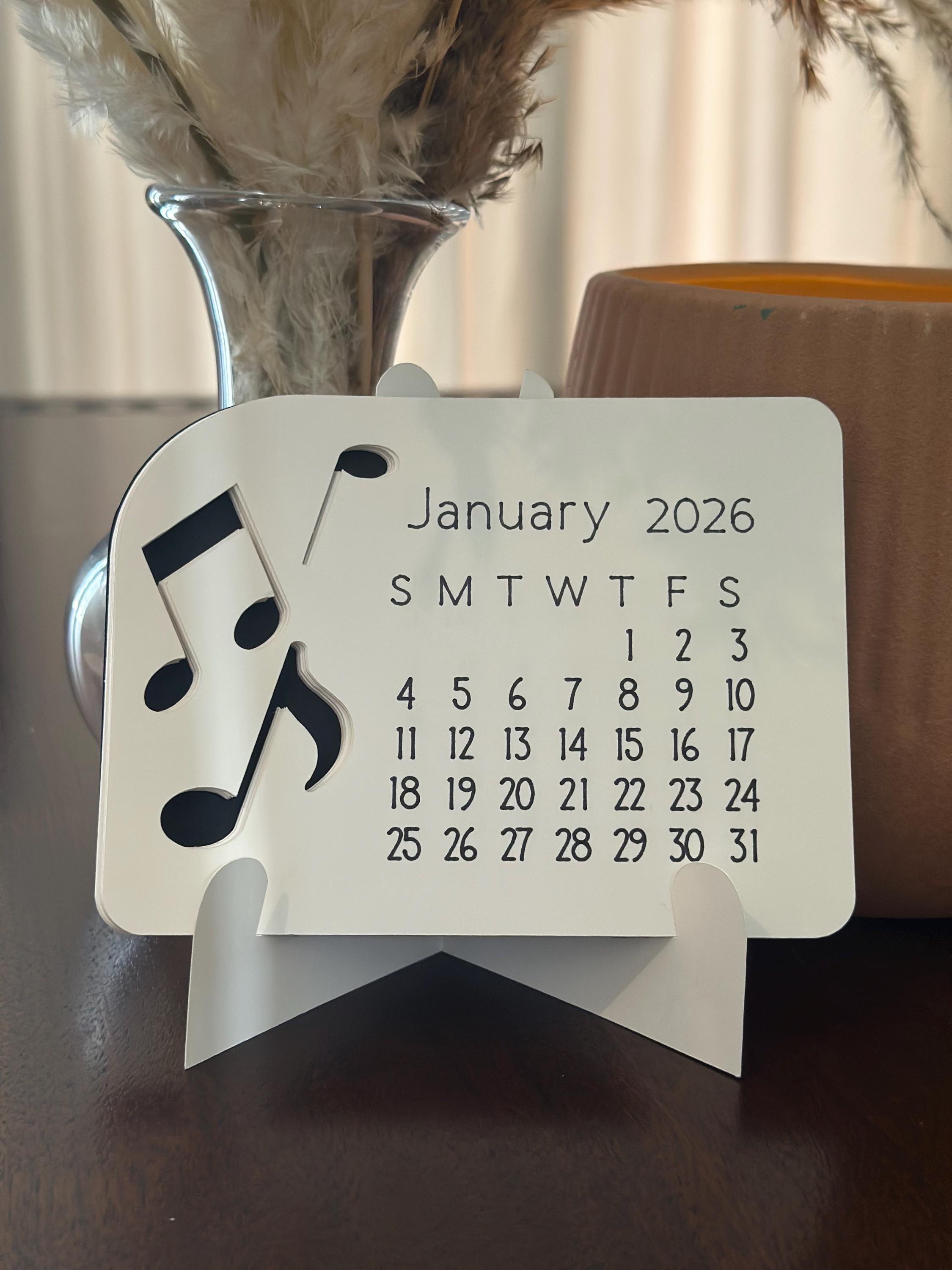 2026 Mini Music Note Desk Calendar With Wood Easel - Etsy