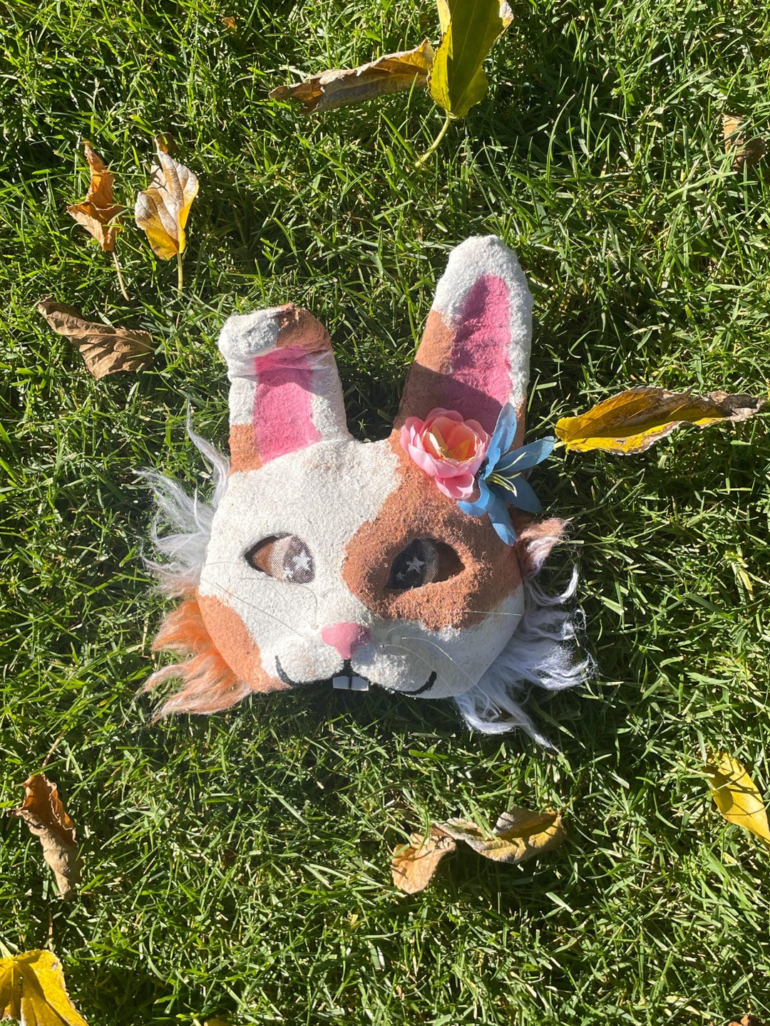 Beige and White Therian Bunny Mask - Etsy
