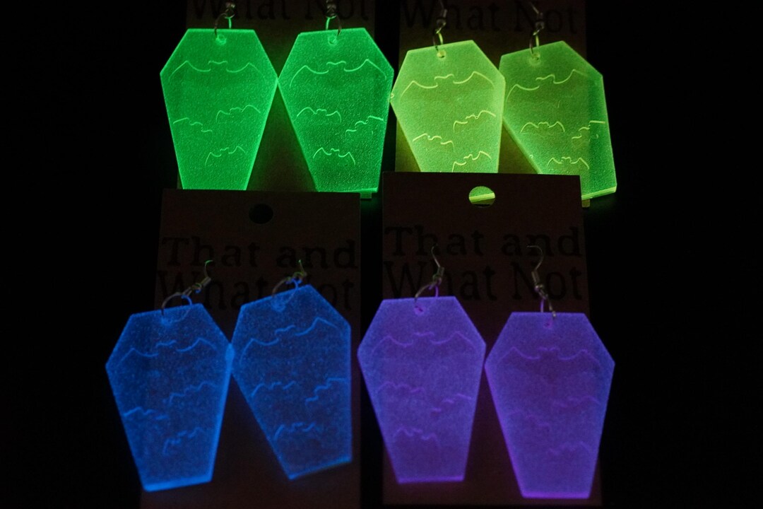 Glow in the Dark Coffin Spooky Halloween Resin Dangling Earrings - Etsy