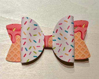 Ice Cream Cone and Sprinkles Inspired Hair Bow. Ice Cream Hair Bow. - Etsy