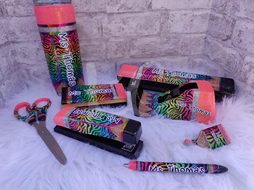 Rainbow Zebra Office Supply Glitter Set, Teacher Set, Crayon, Crayons ...