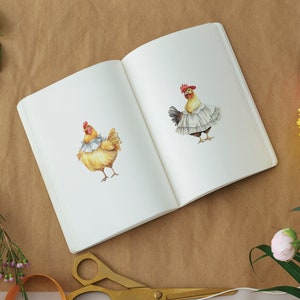 Watercolor Chicken in Dress, 23 Cute Hens Clipart, Animal Digital ...