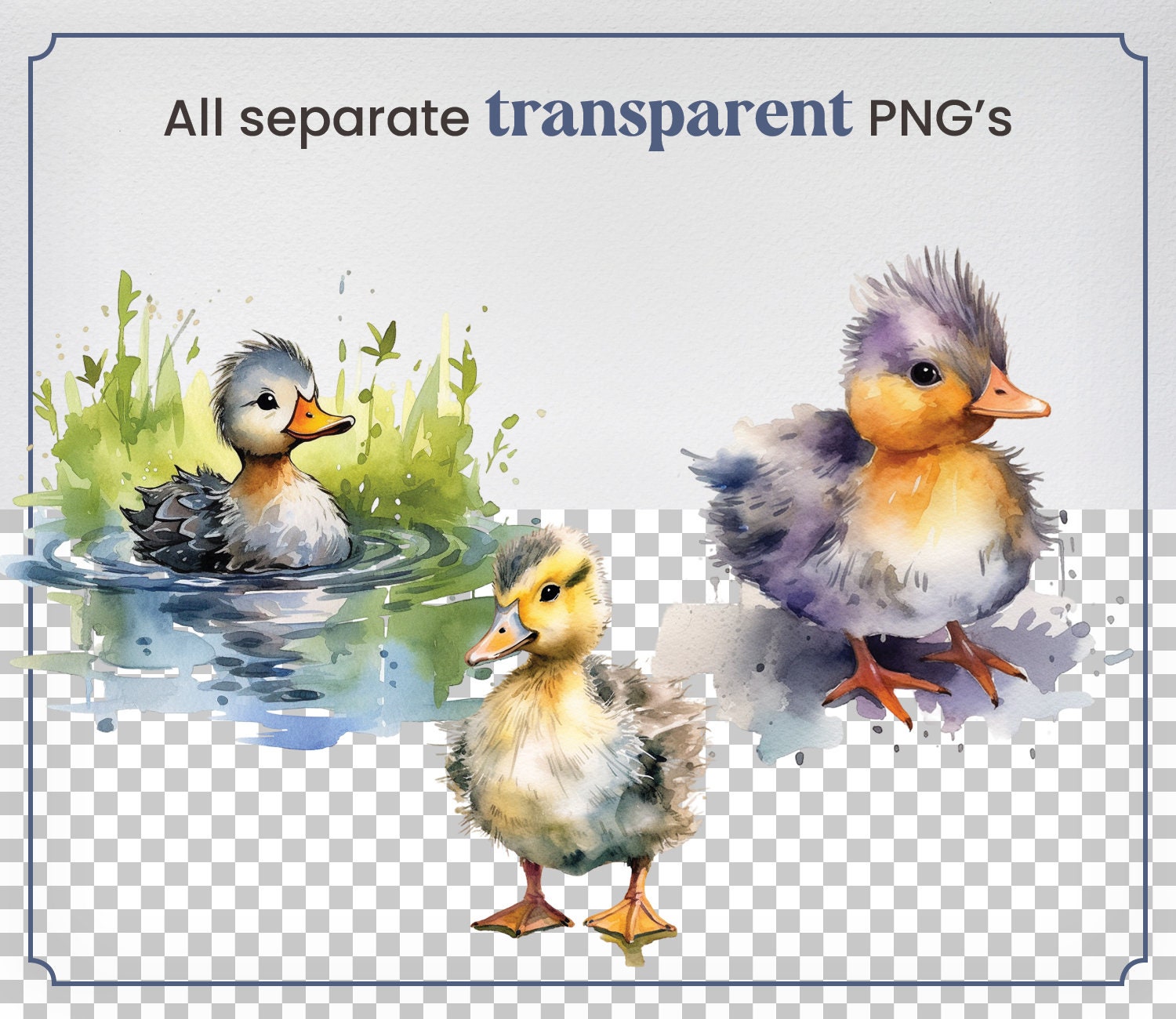 Watercolor Ducks 25 Ducklings Clipart Waddle of Ducks in - Etsy