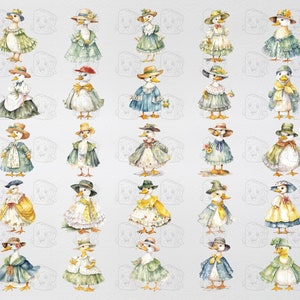 Watercolor Duck in Dresses, 26 Animal Clipart, Digital Prints, PNG ...