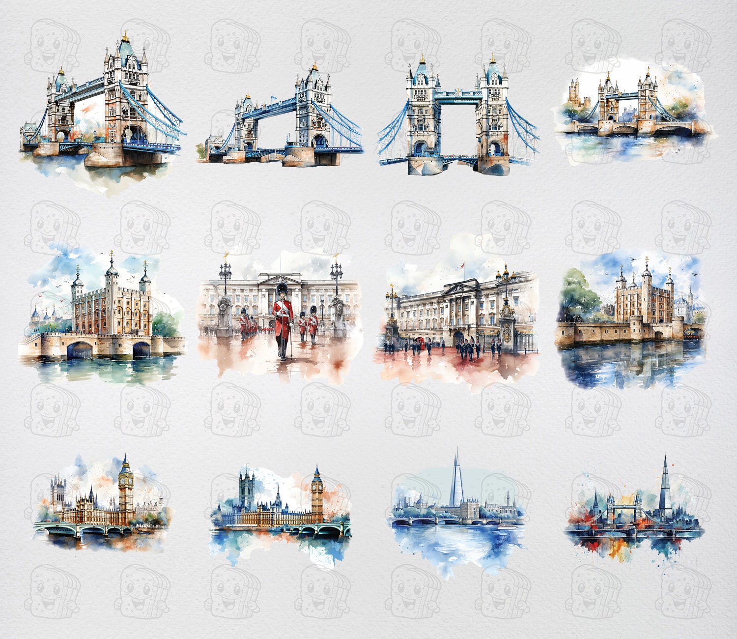 Watercolor London, 33 Londoner Landmarks, Travel Vacation Holiday ...