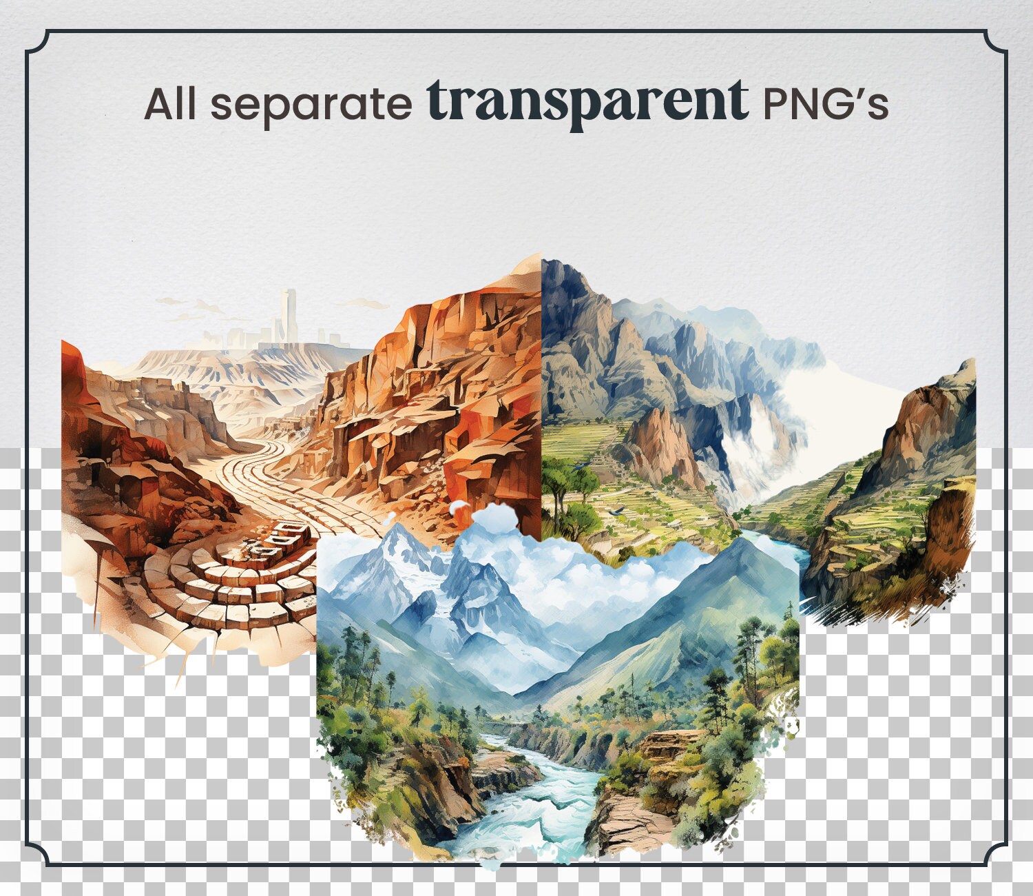 Watercolor Peru, 29 Peruvian Landmarks, Travel Vacation Holiday Digital ...