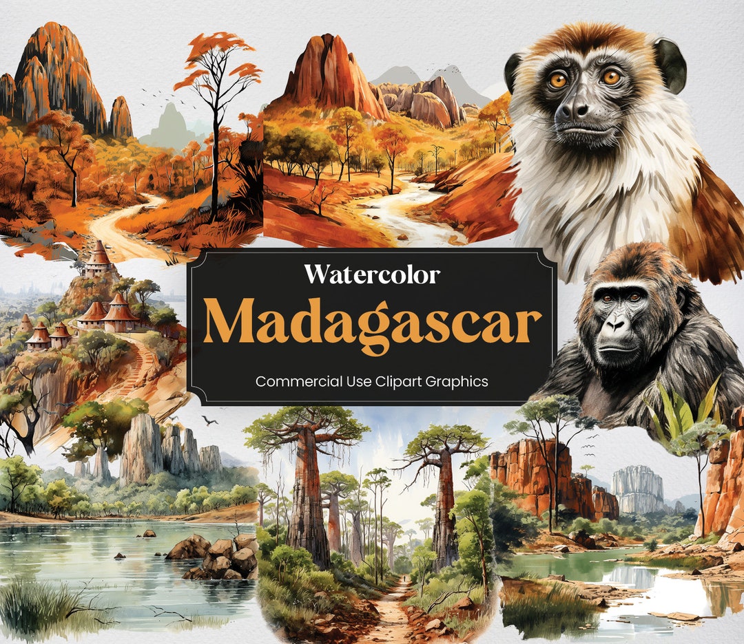 Watercolor Madagascar, 70 Malagasy Landmarks, Travel Vacation Holiday ...