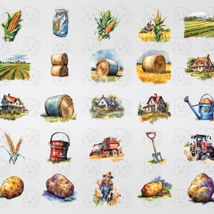 Watercolor Farming, 57 Agriculture Country Crops Tractor Clipart ...