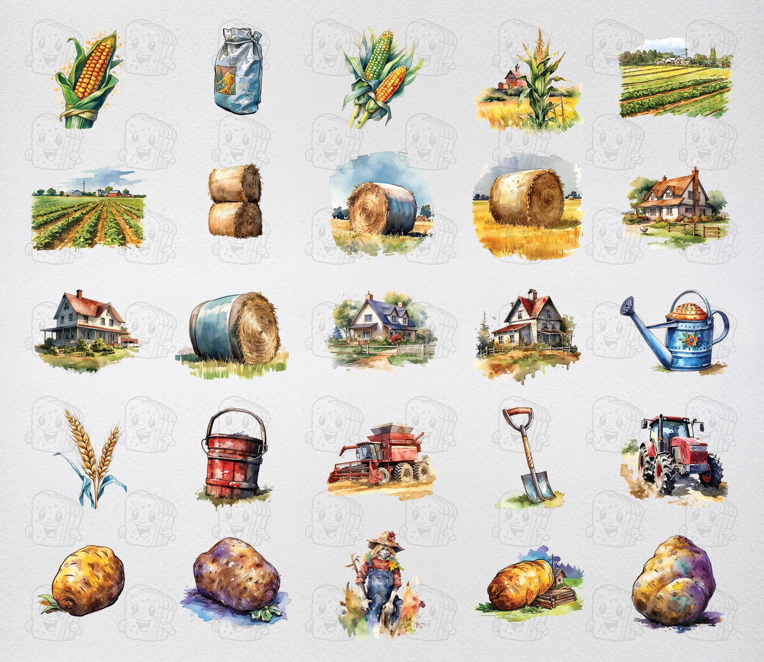 Watercolor Farming, 57 Agriculture Country Crops Tractor Clipart ...