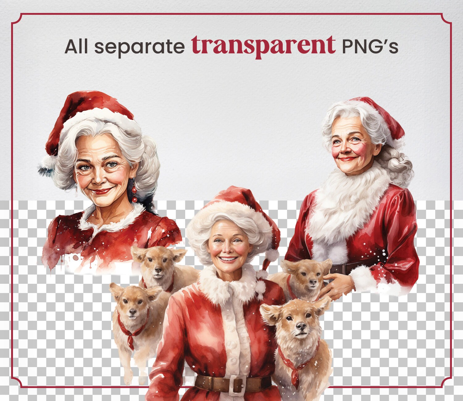 Watercolor Christmas Mrs. Claus, 12 Festivities Clipart, Advent ...