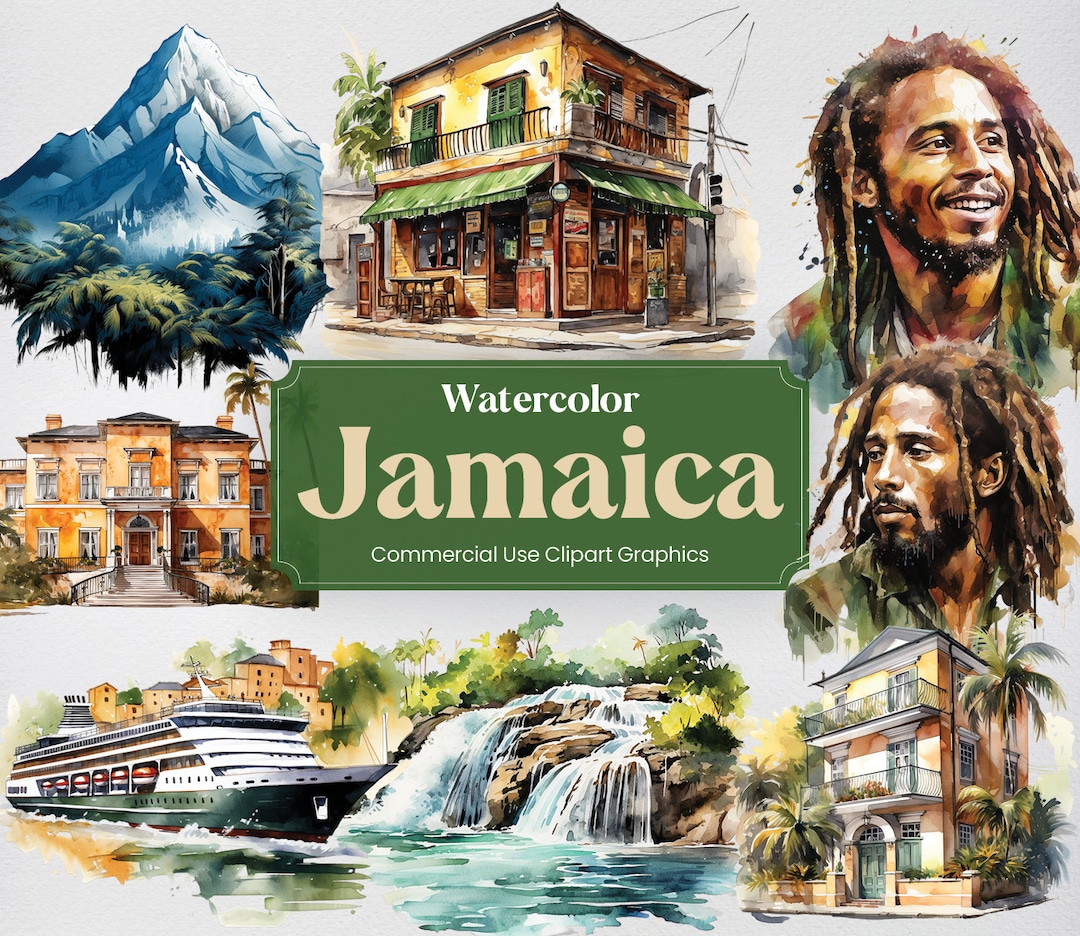 Watercolor Jamaica, 25 Jamaican Landmarks, Travel Vacation Holiday ...