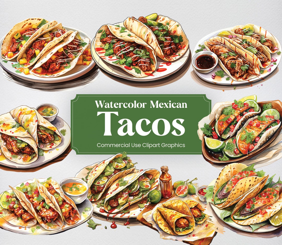 Watercolor Tacos, 28 Mexican Cuisine, Food Culture Culinary Eating ...