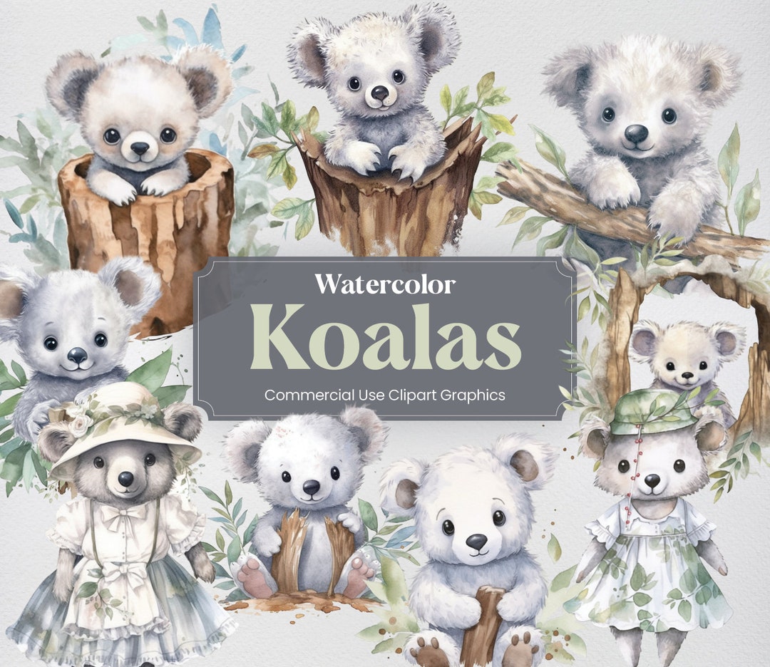 Watercolor Koala, 22 Cute Koalas, Australian Outback Animal Digital ...