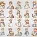 Watercolor Orange Cat in Dresses, 21 Cute Clipart, Animal Digital ...
