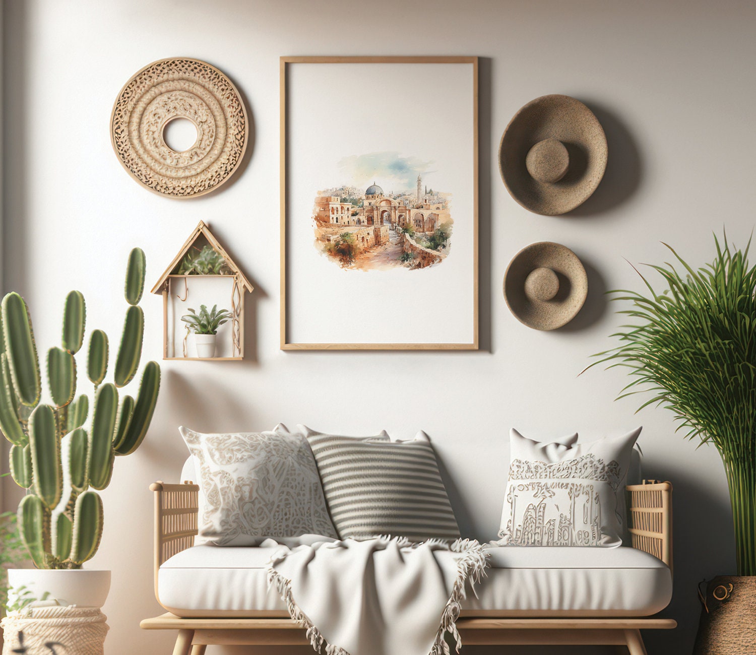 Watercolor Jordan, 30 Jordanian Landmarks, Travel Vacation Holiday ...