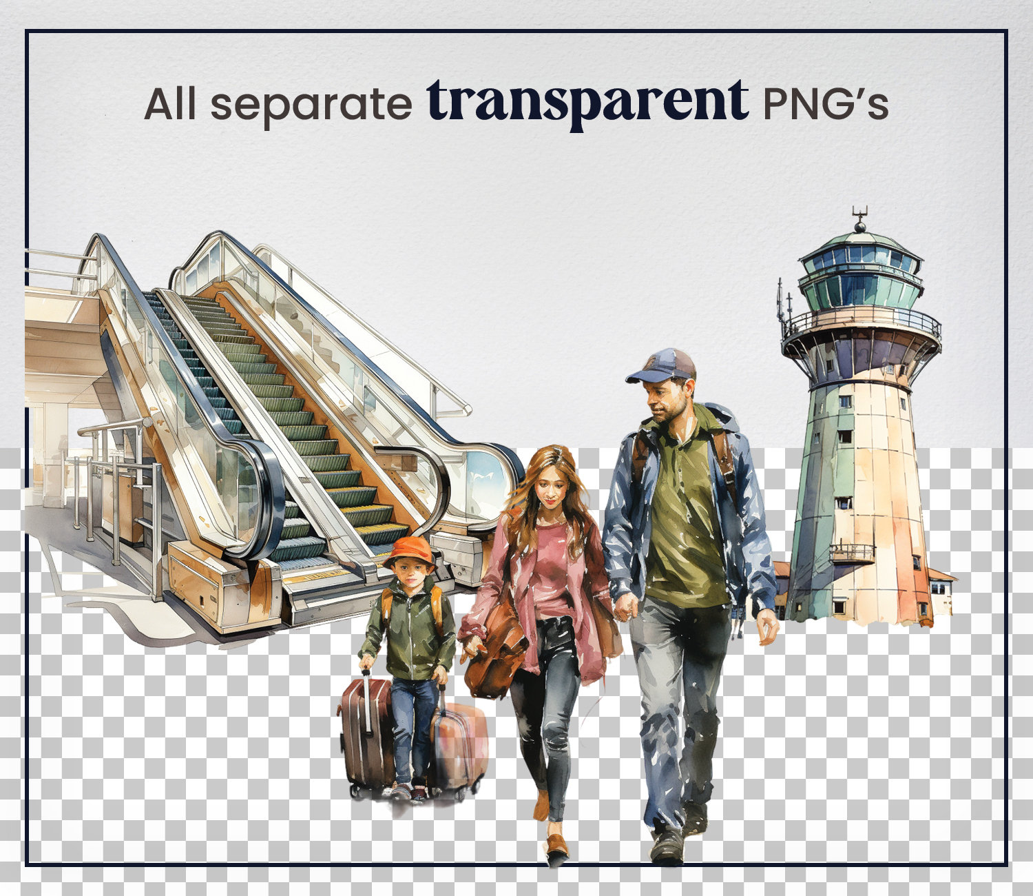 Watercolor Airport, 65 Air Port Clipart, Travel Aircraft Digital Prints ...