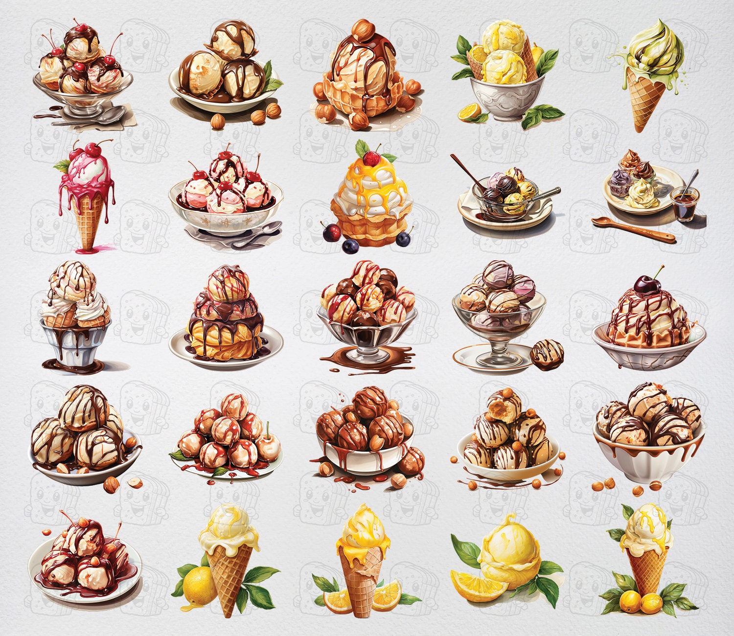 Watercolor Gelato, 55 Italian Cuisine, Food Culture Culinary Eating ...