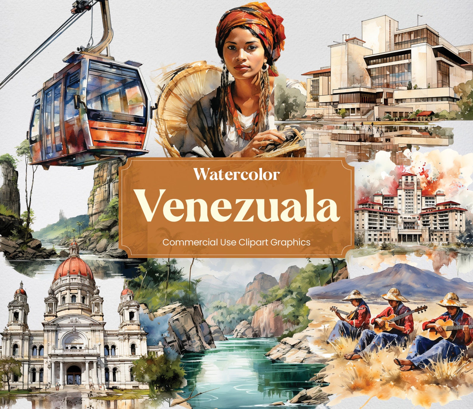 Watercolor Venezuela 45 Venezuelan Landmarks Travel Vacation - Etsy