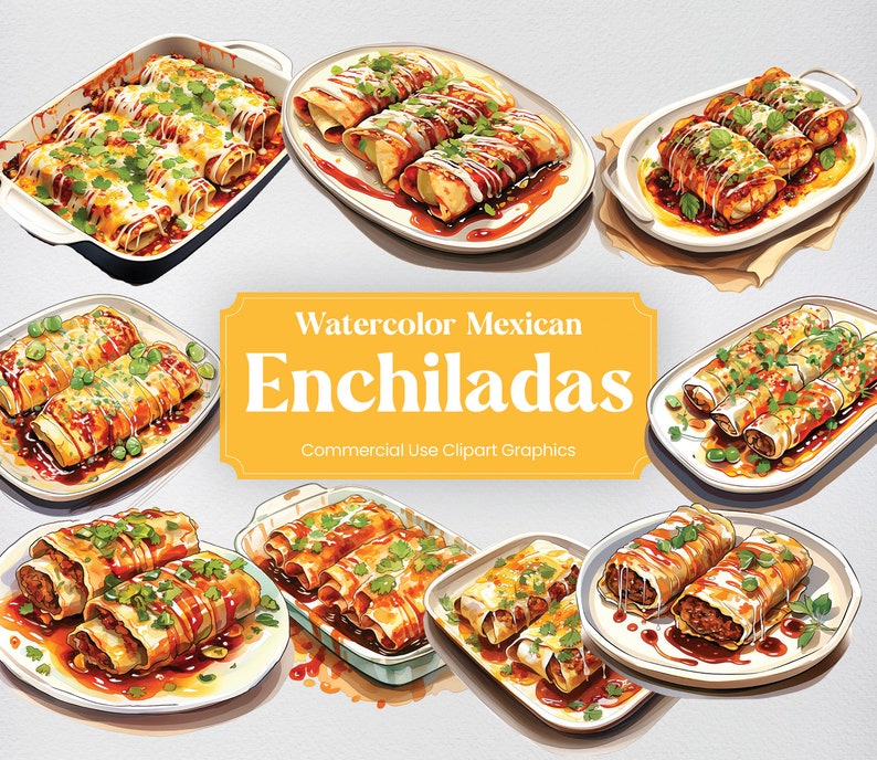 Watercolor Enchiladas, 28 Mexican Cuisine, Food Culture Culinary Eating ...