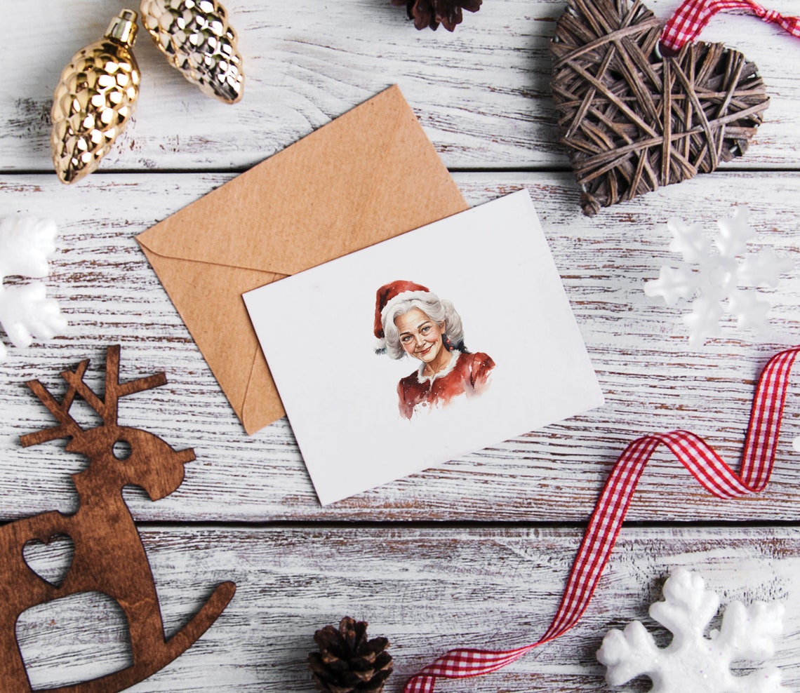 Watercolor Christmas Mrs. Claus, 12 Festivities Clipart, Advent ...