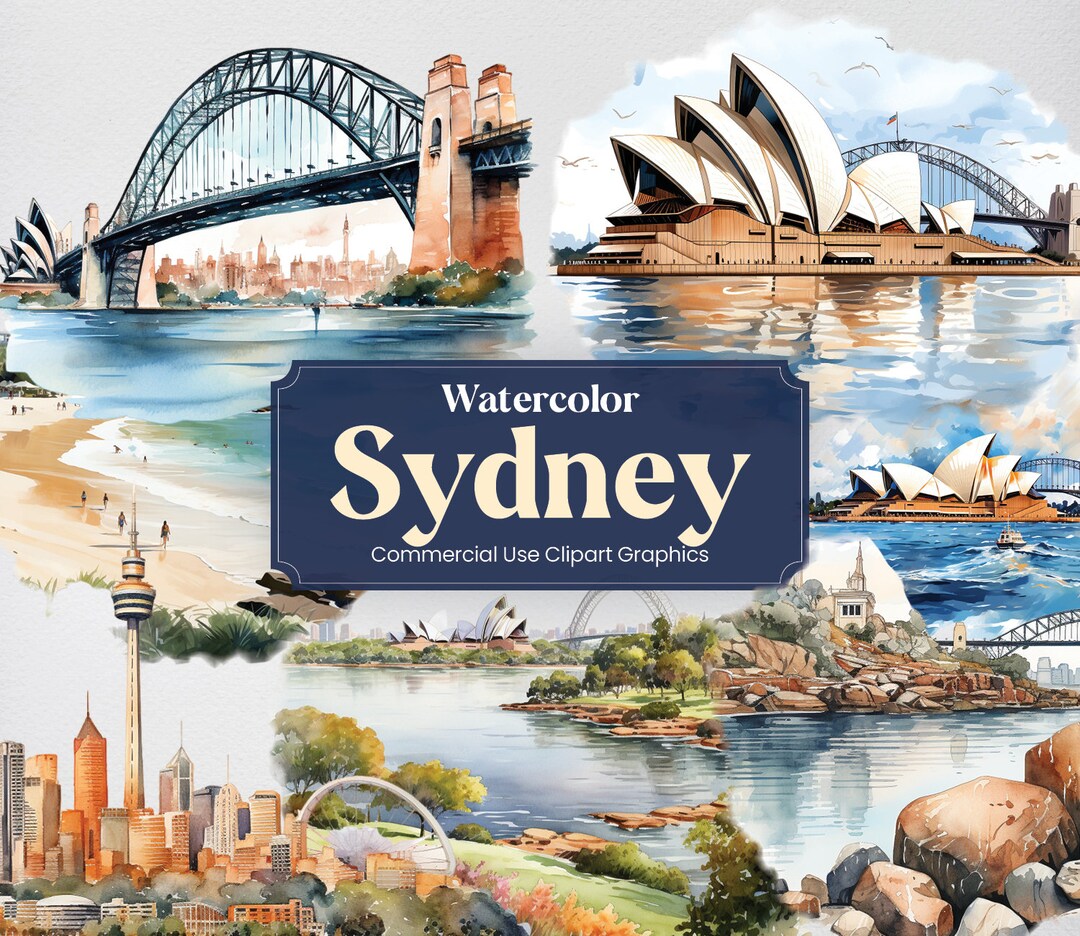 Watercolor Sydney, 23 Sydneysider Landmarks, Travel Vacation Holiday ...