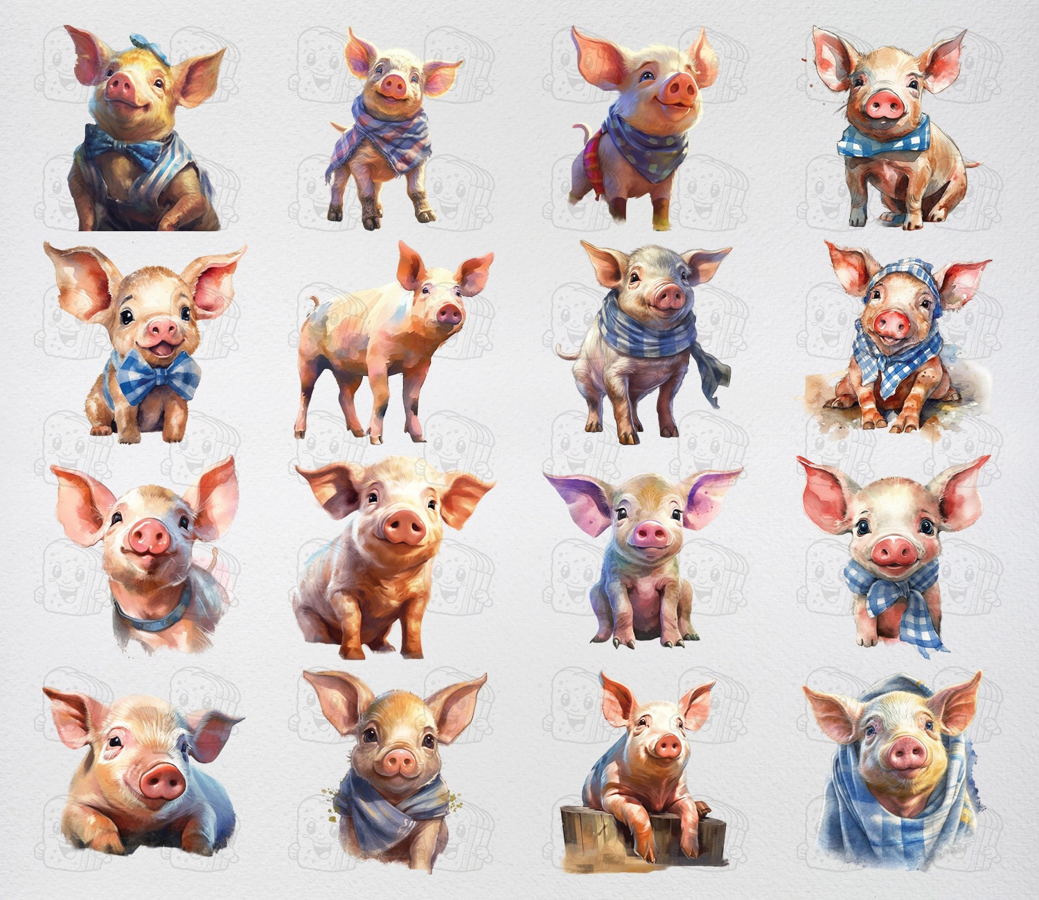 Watercolor Pig, 34 Pigs Clipart, Baby Farm Animal Barn Digital Prints ...