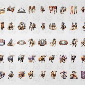 Watercolor Rodeo Show, 135 Ultimate Equestrian Clipart Bundle, Horse ...