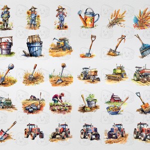 Watercolor Farming, 57 Agriculture Country Crops Tractor Clipart ...
