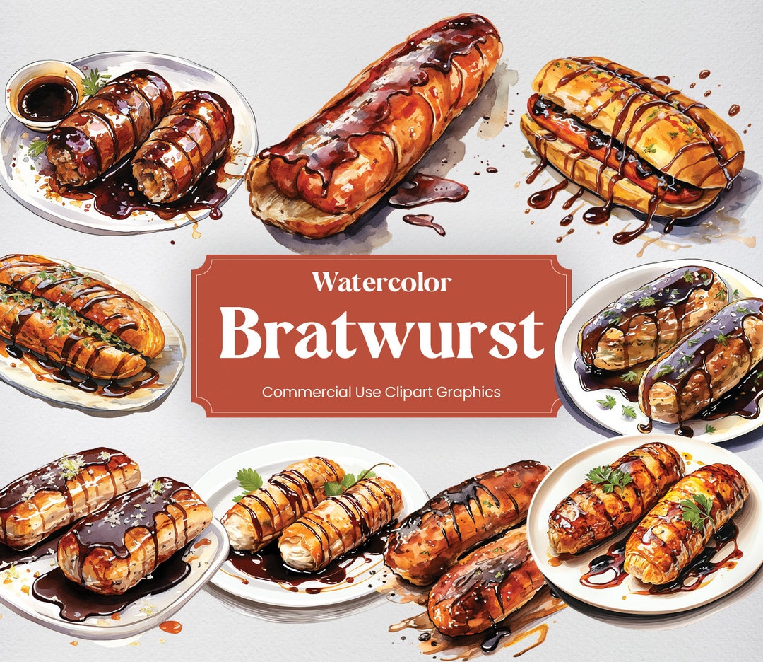 Watercolor Bratwurst, 28 German Cuisine, Food Culture Culinary Eating ...