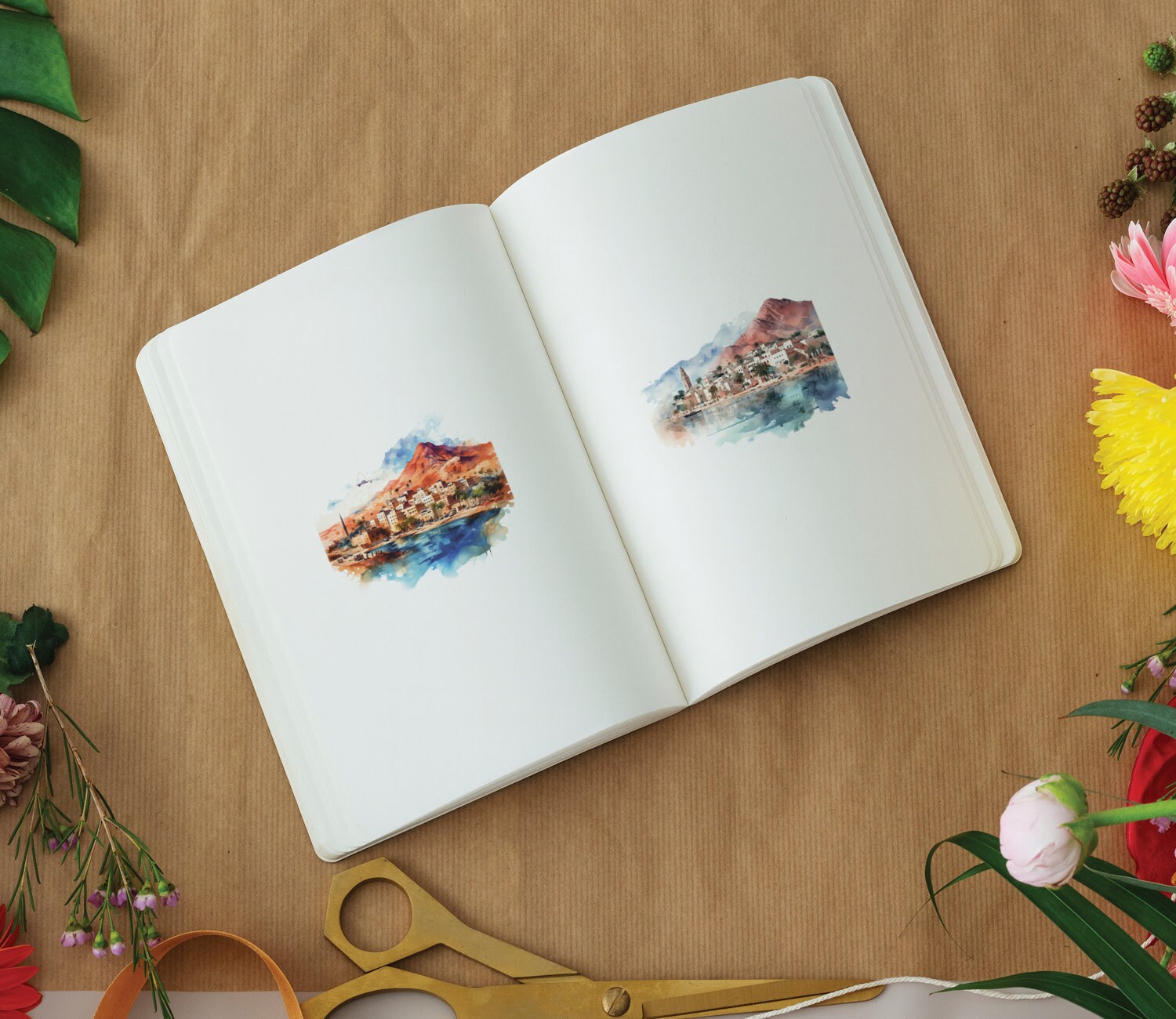 Watercolor Jordan, 30 Jordanian Landmarks, Travel Vacation Holiday ...