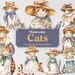 Watercolor Orange Cat in Dresses, 21 Cute Clipart, Animal Digital ...
