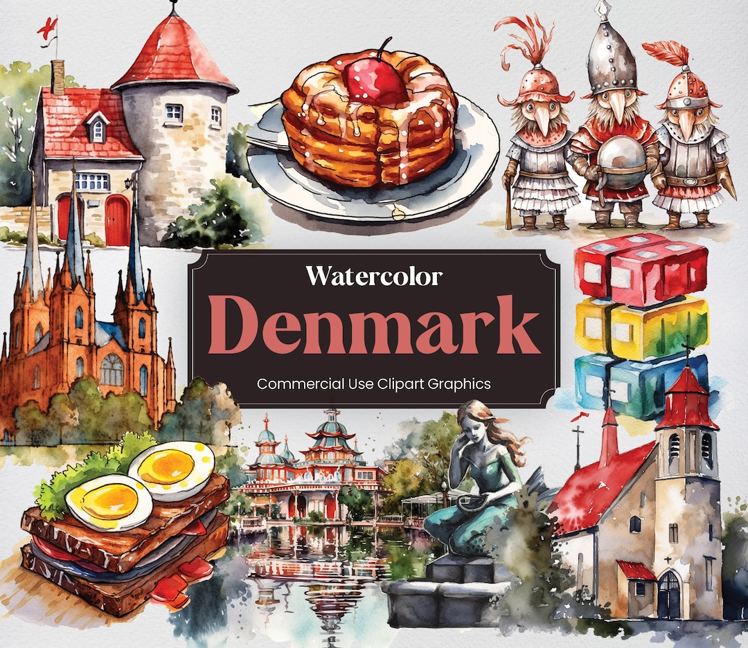 Watercolor Denmark, 37 Danish Landmarks, Travel Vacation Holiday ...