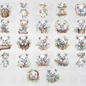 Watercolor Koala, 22 Cute Koalas, Australian Outback Animal Digital ...