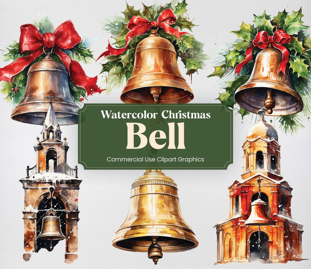 Watercolor Christmas Bell, 10 Festivities Clipart, Advent Nativity ...