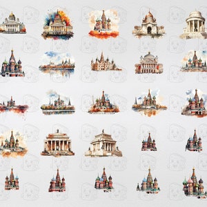 Watercolor Moscow, 27 Muscovite Landmarks, Travel Vacation Holiday ...